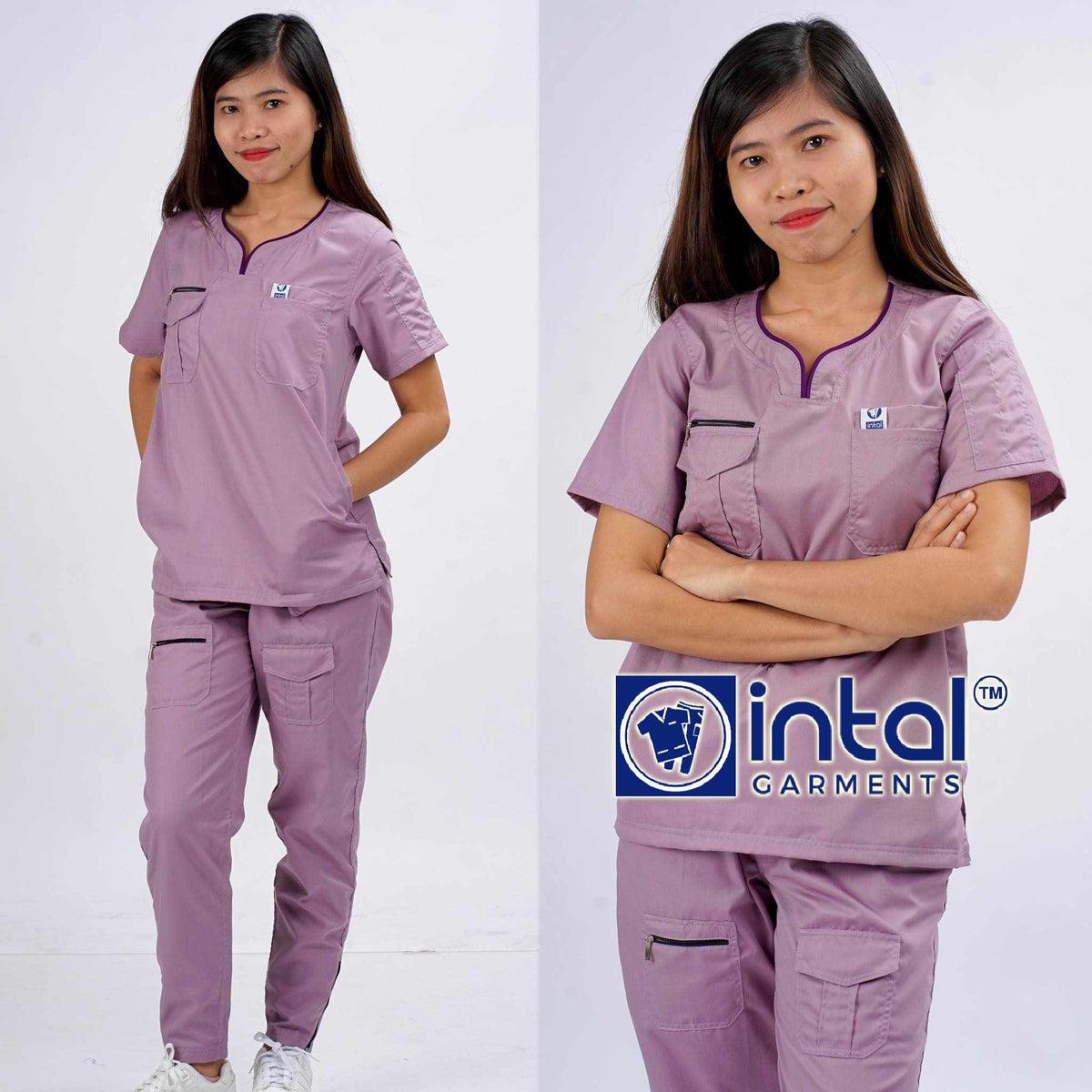 INTAL SCRUBSUIT 048 Elite MALAMBING Sweetheart Neck Tapered Zipper Lap ...