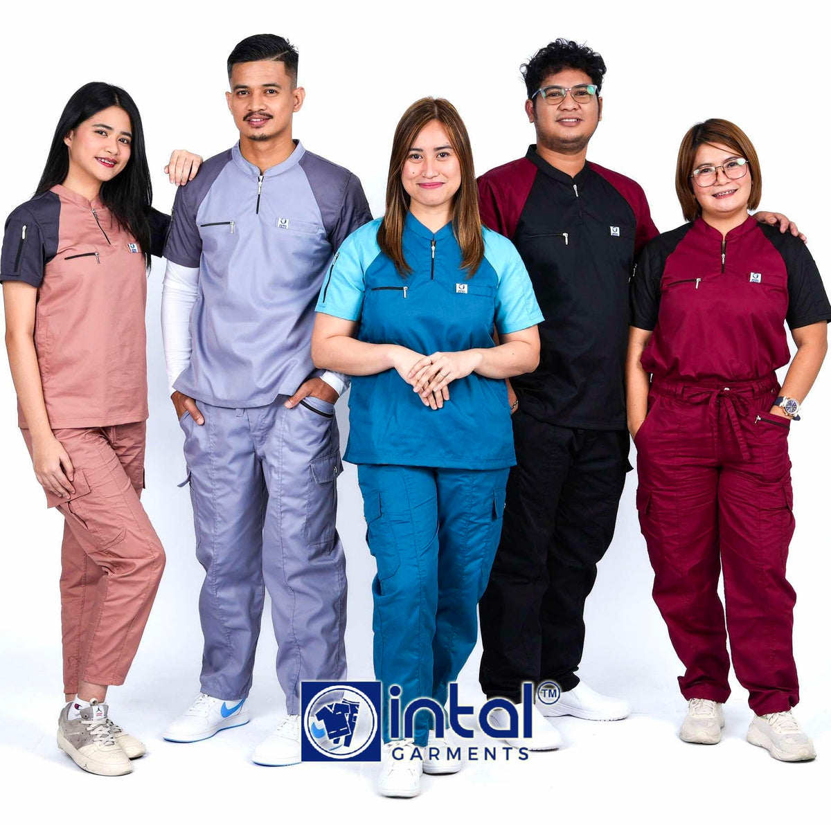 INTAL SCRUBSUIT 075 PRIMO EMPATHY Zip-Up Chino Collar Shoulder Combi 8 ...