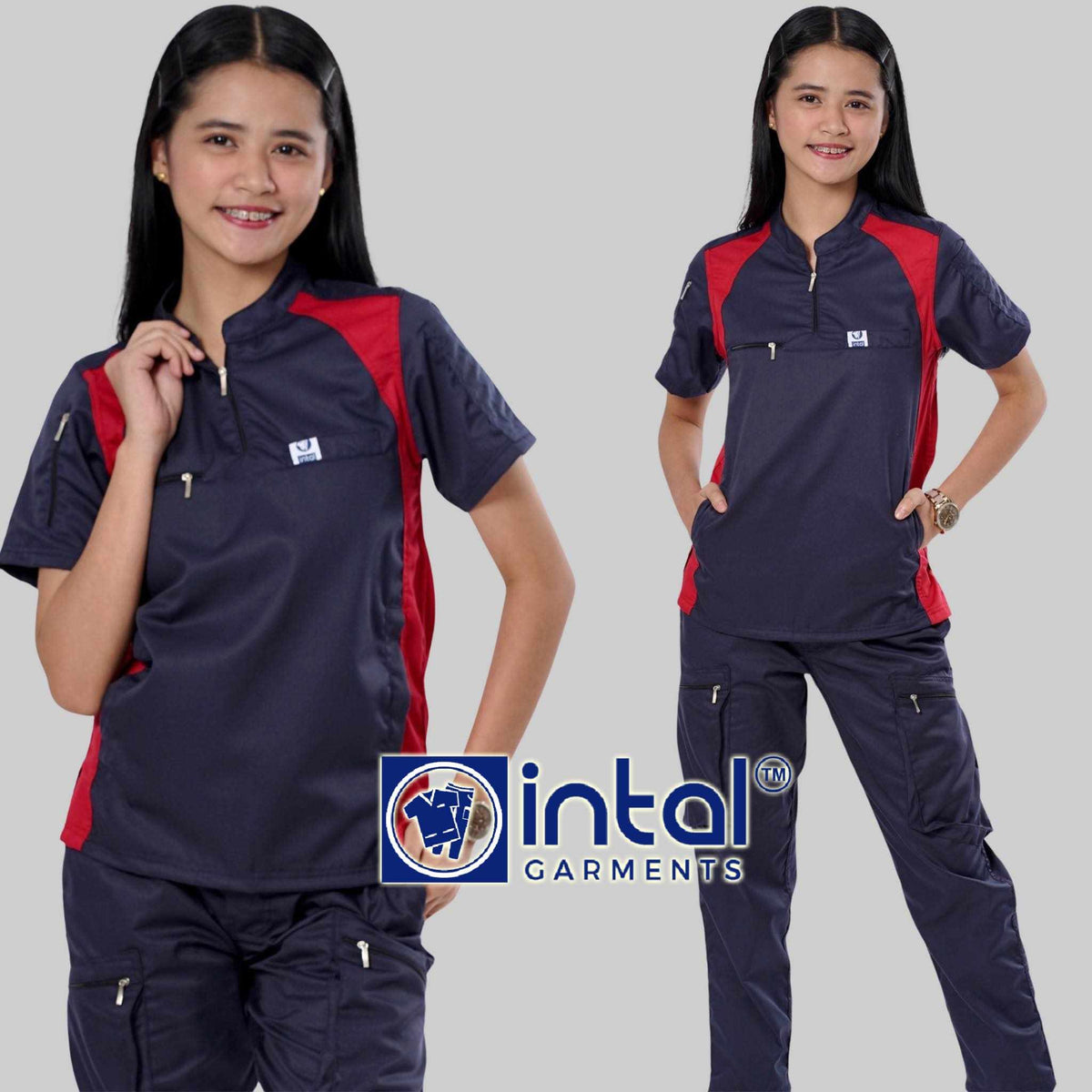 INTAL SCRUBSUIT 056 ALTA MAGALING Zip-Up Chino Collar Two-Tone Quality ...
